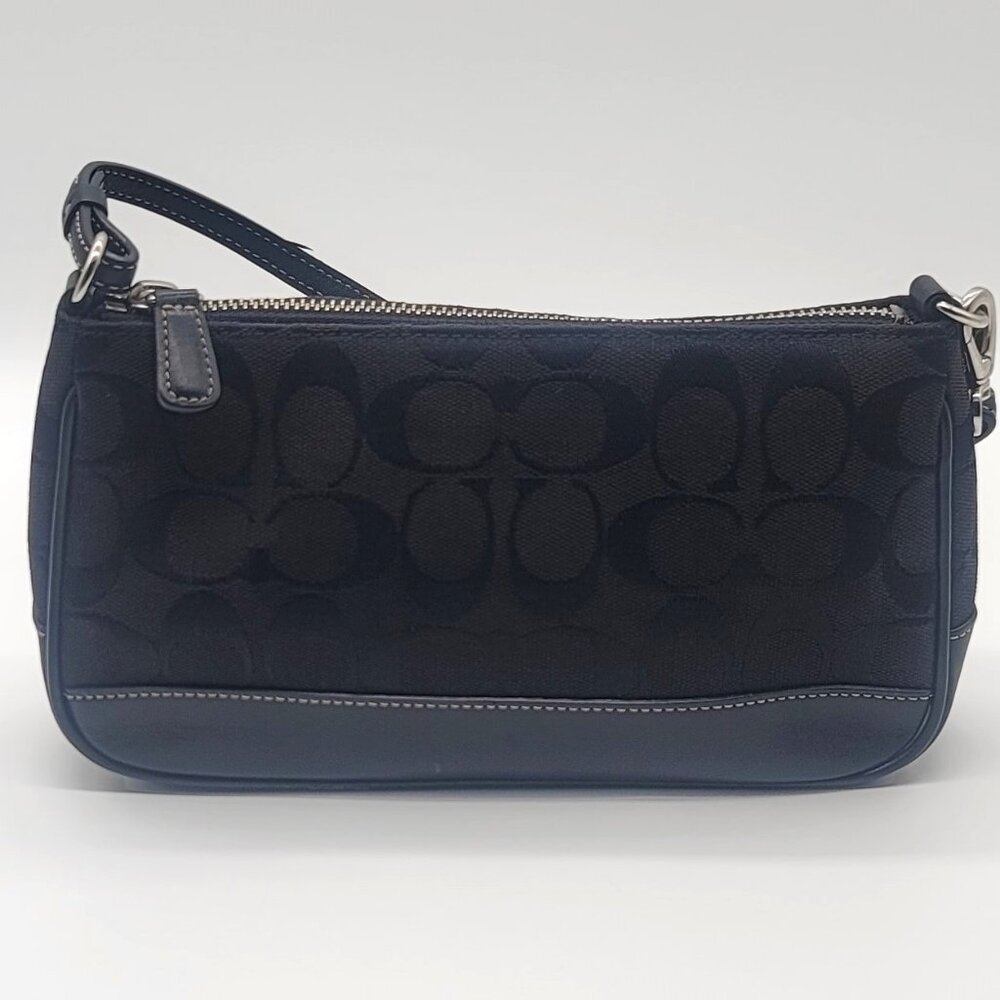 Coach Demi Black Signature Logo & Leather Baguette Vi… - Gem